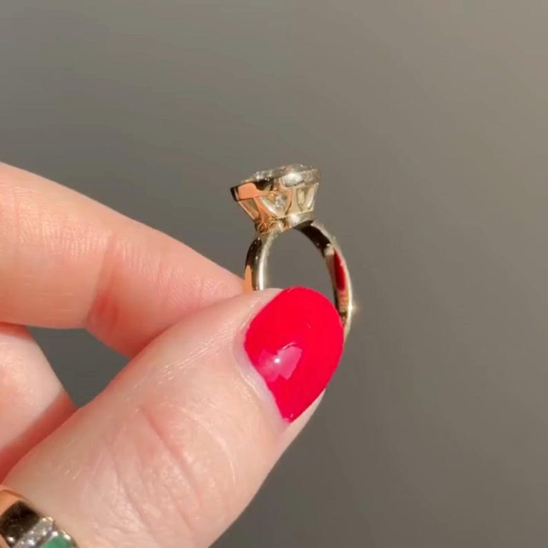 Cushion Cut Bezel Set Solitaire Engagement Ring Unique Wedding Ring 2 ...