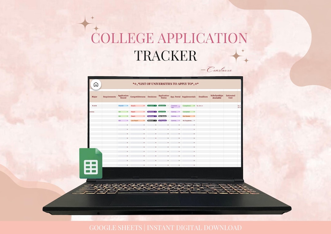 Google Sheets College Application Tracker, College Application Planner ...