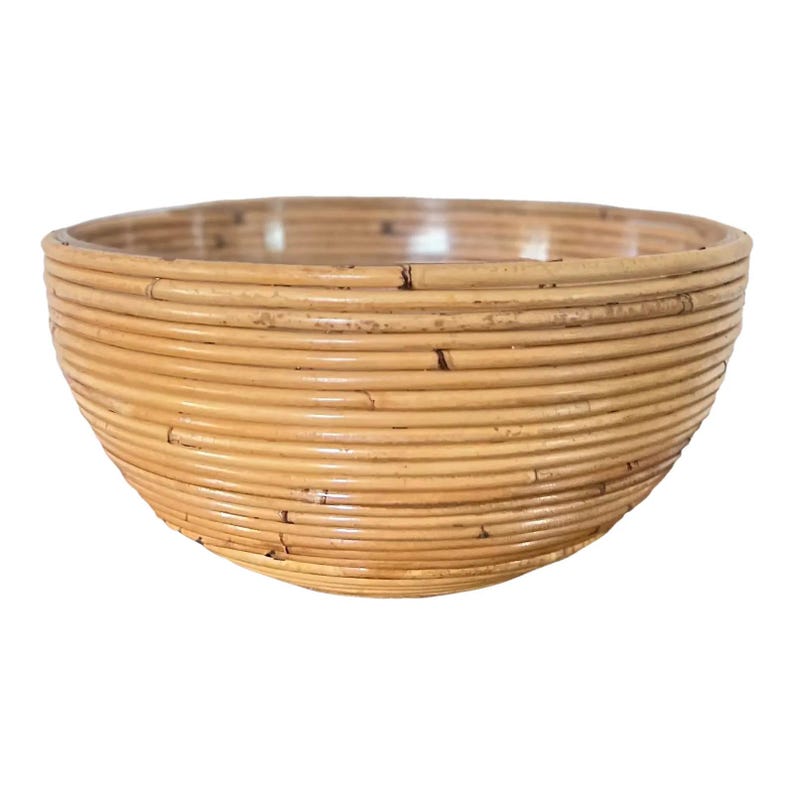Vintage Mid Century Modern Bamboo Pencil Reed Bowl in the Manner of ...