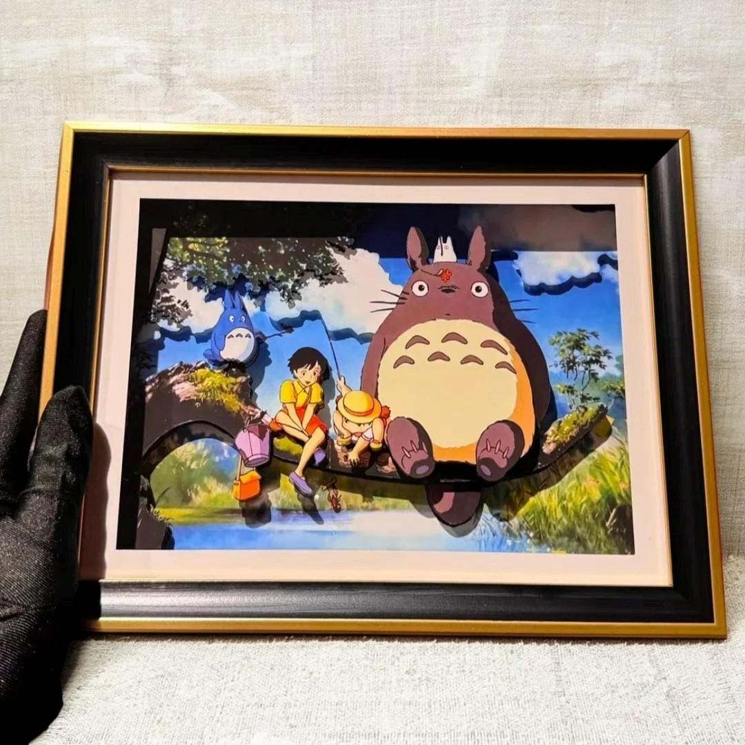 Totoro 3D Layered Paper Shadow Box | Studio ghibli Papercut Diorama ...