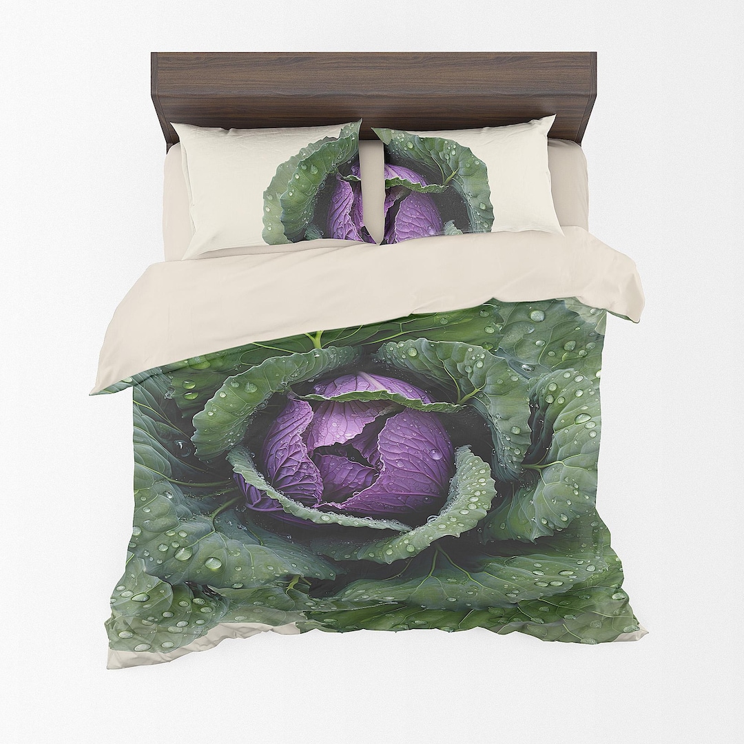 Custom Bedding Set With Digital Print 'red Cabbage' 100% Organic Cotton ...