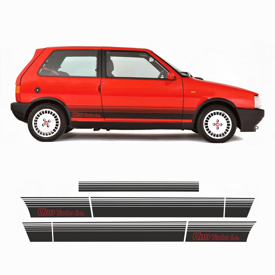 Fiat Uno Turbo Phase 1 Replacement Side and Rear Stripes Stickers ...