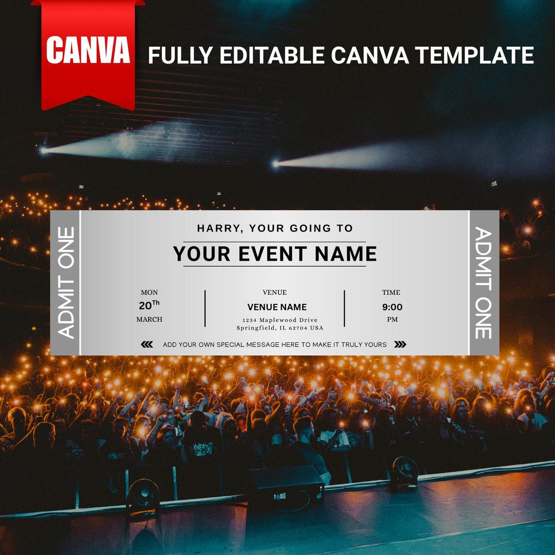 Editable Event Ticket Template DIY Ticket Stub Gateway Invite ...