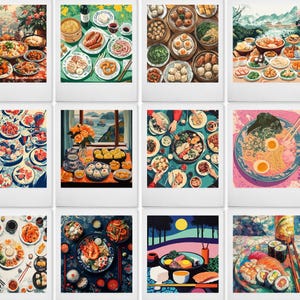 Asian Food Poster Set: Retro Kitchen Prints (digital Download) - Etsy