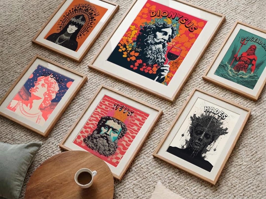 6 Greek Mythology Posters: Vibrant Gods and Goddesses Art (digital ...