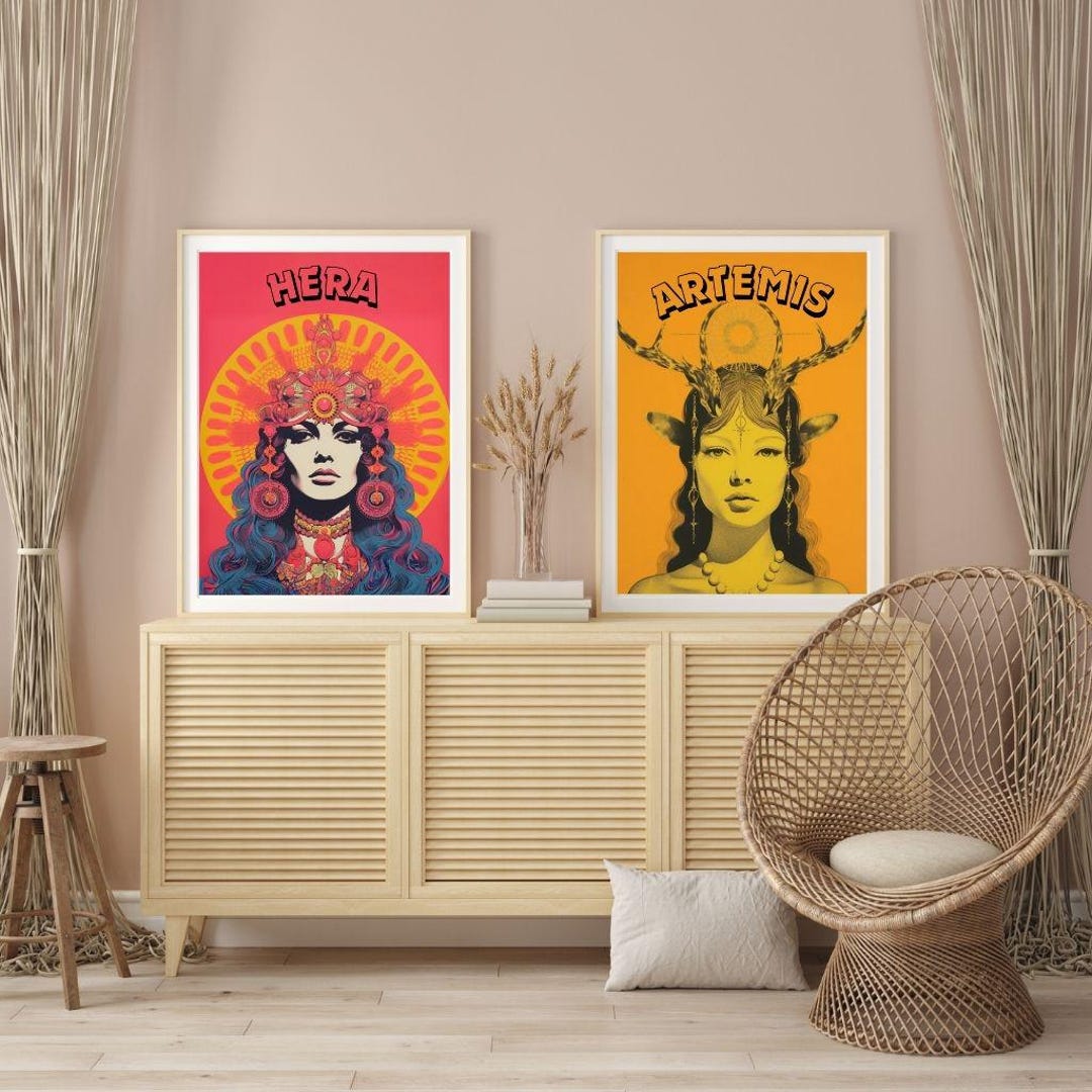 Hera Artemis Posters Set , Mythology Room Decor Goddesses Wall Art ...
