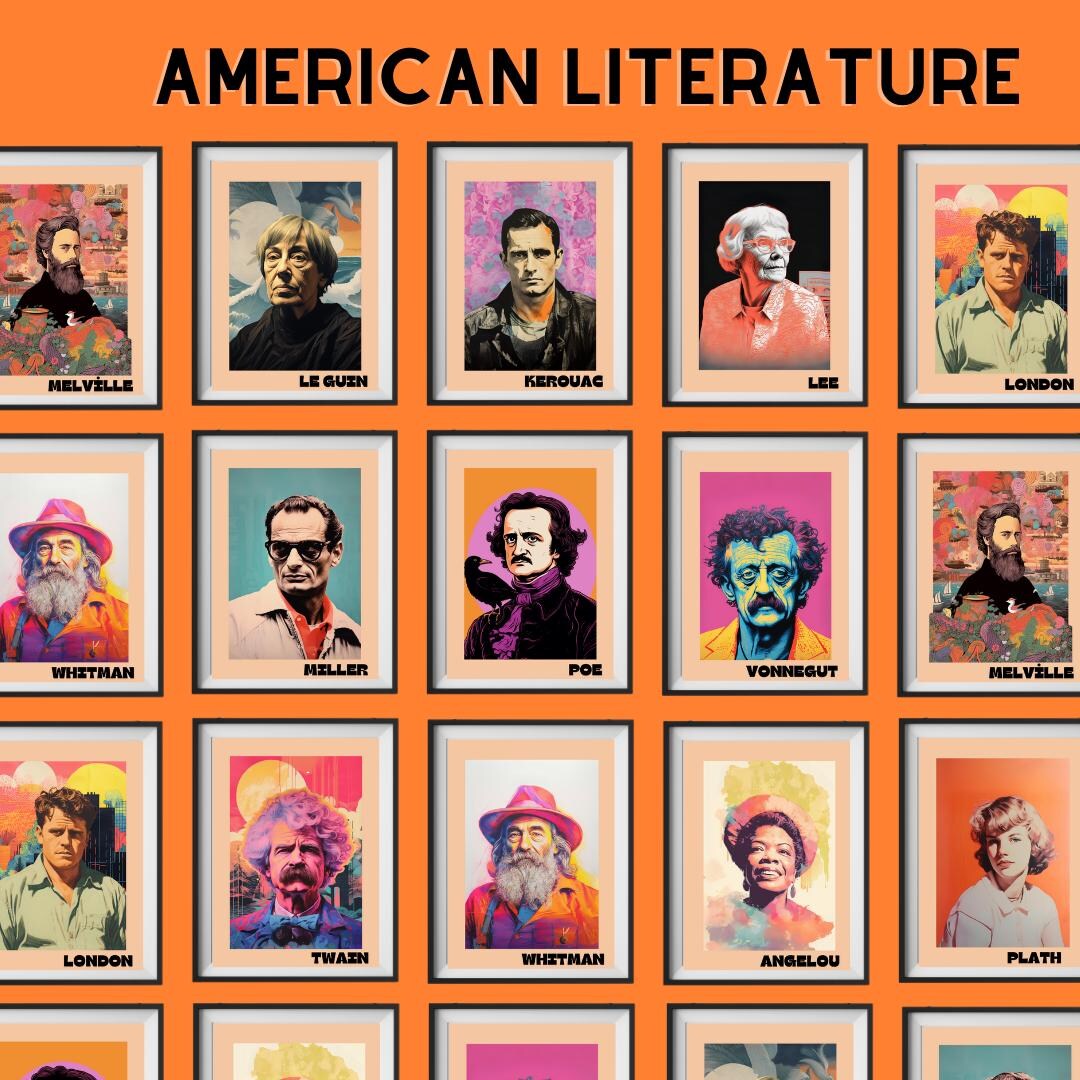American Authors Poster Set of 12, American Literature, Writer ...