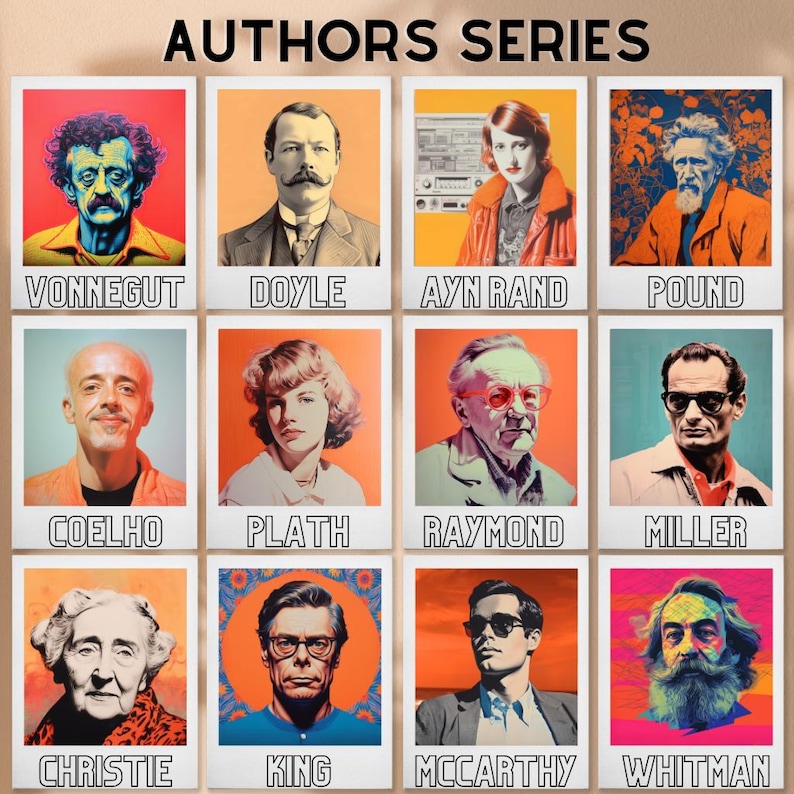 Great Authors Mega Pack of 60 , Literary Postcards Set, Famous Author ...