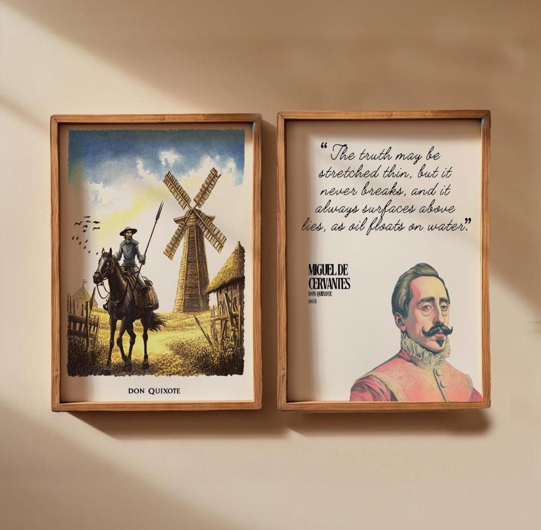 Don Quixote Book Cover Art Print Set: Cervantes Quote (digital Download ...
