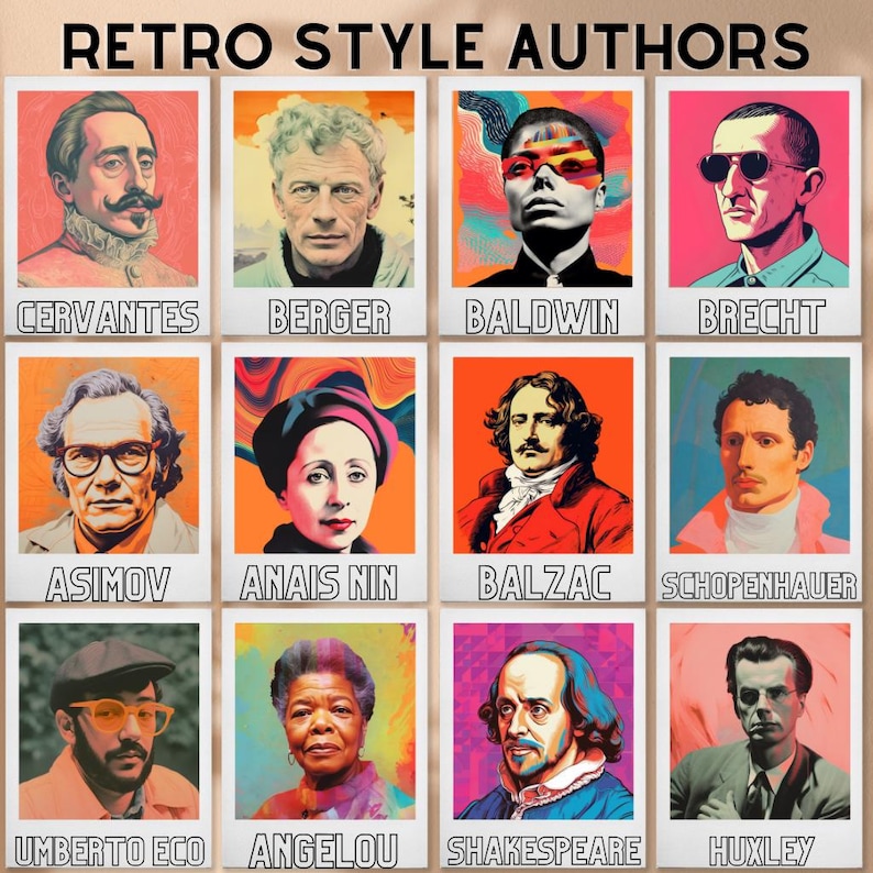 Great Authors Mega Pack of 60 , Literary Postcards Set, Famous Author ...