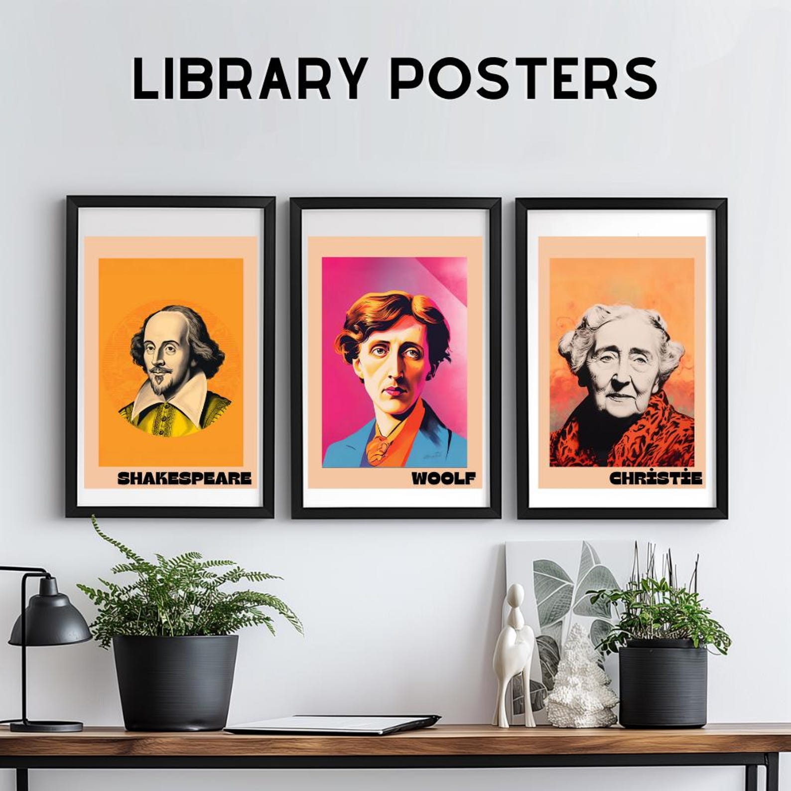 British Author Portraits: Colorful Realistic Art Print Set (digital ...