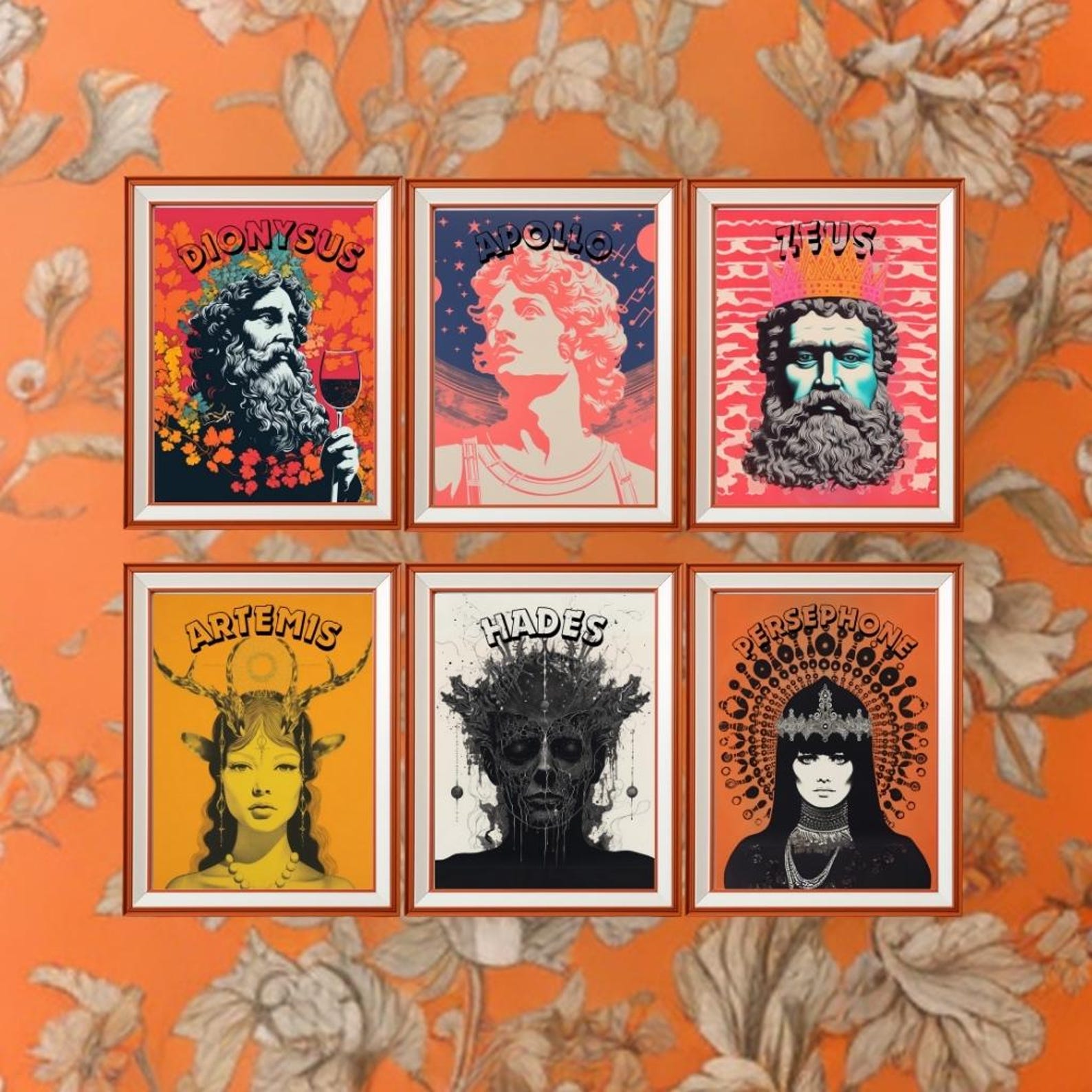 Greek Mythology Posters Set of 16, Ancient Greek Prints, Vibrant ...