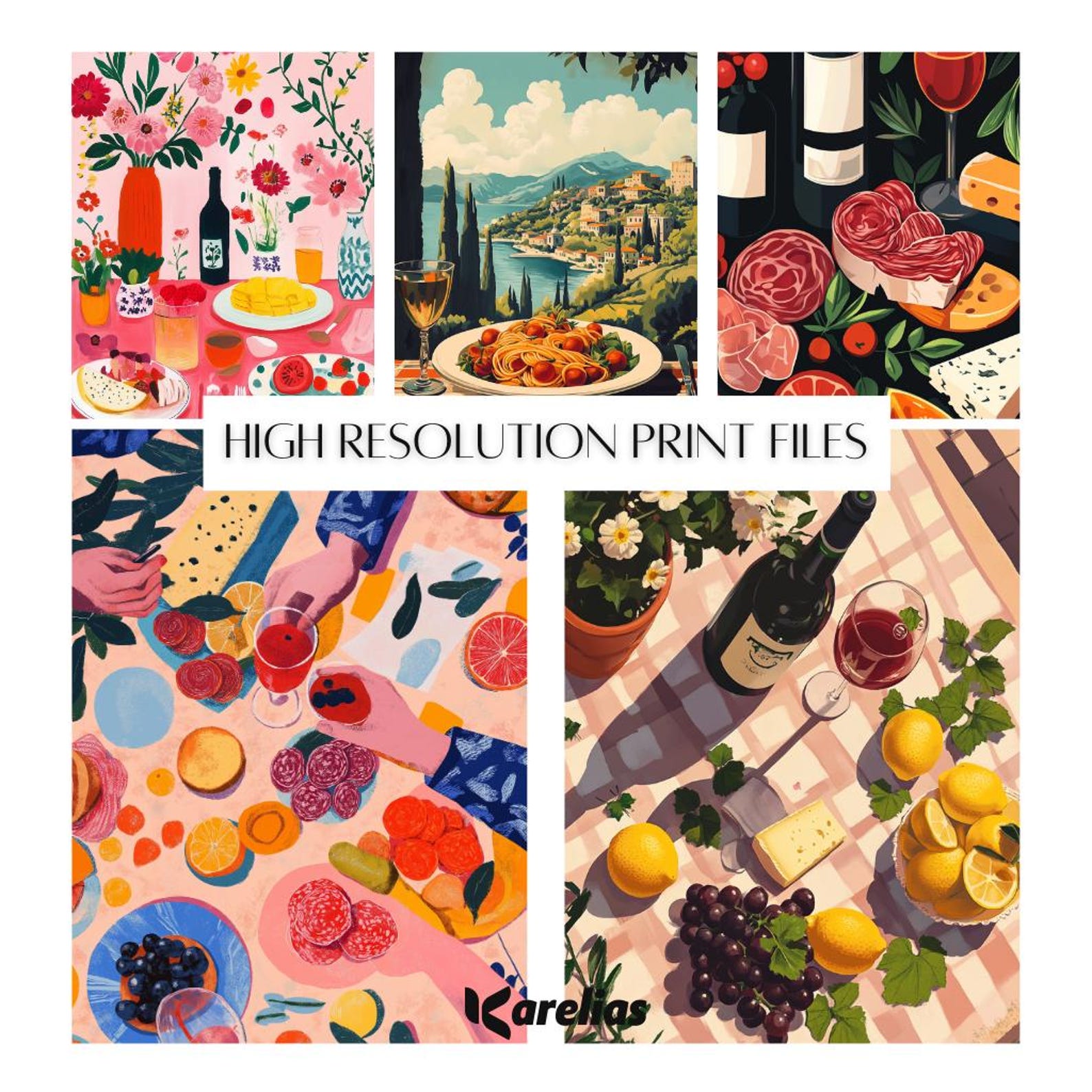 Italian Foods Poster Set: Traditional Cuisine Art Prints (digital ...