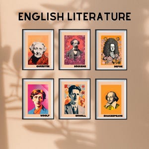 British Author Portraits: Colorful Realistic Art Print Set (digital ...