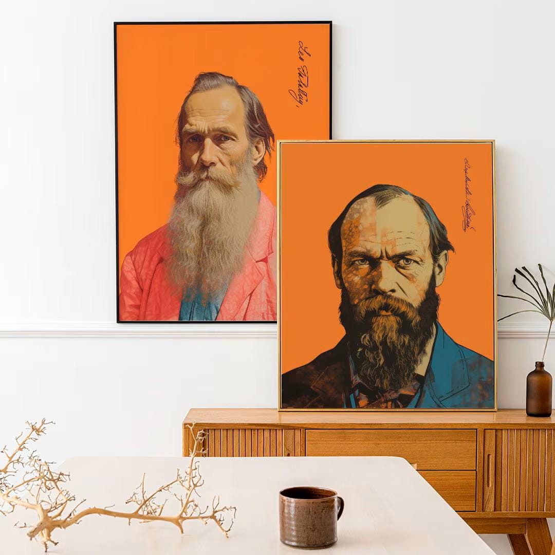 Dostoevsky Wall Art, Retro Literary Wall Art,leo Tolstoy Art Print,pop ...