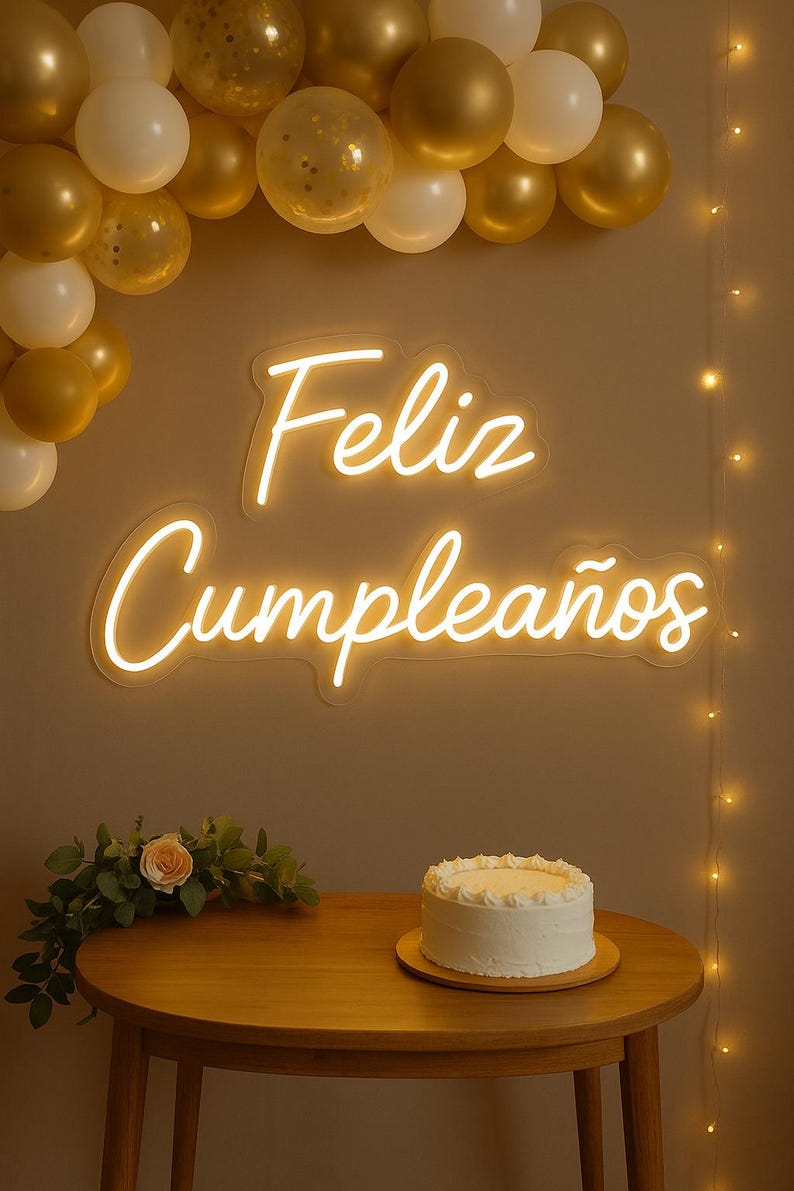 Feliz Cumpleaños Neon Sign: Spanish Birthday LED Party Decor - Etsy