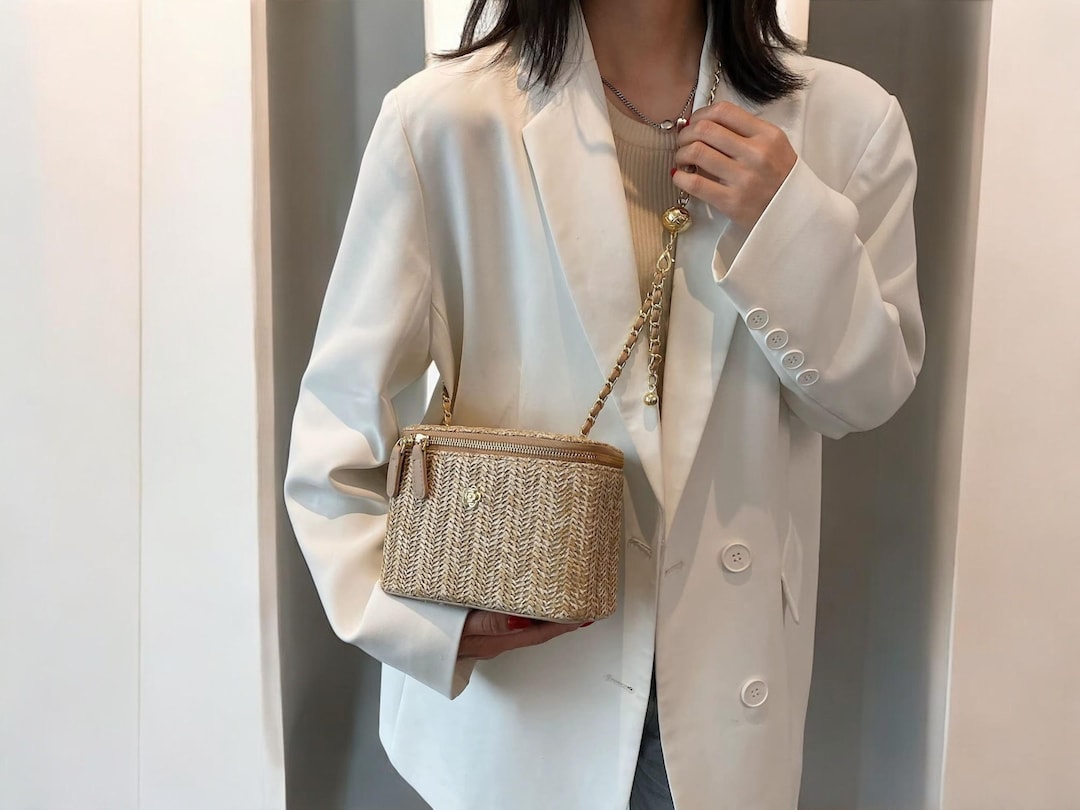 Mini Straw Crossbody Bag – Summer Woven Shoulder Bag With Chain Strap ...