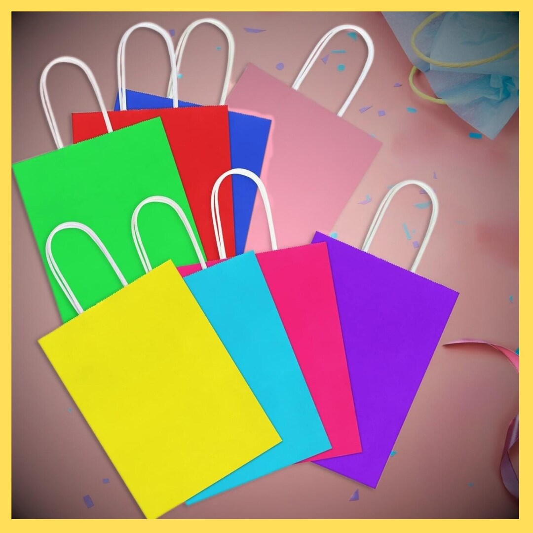 Colorful Paper Gift Bags With Handles - Multicolor Tote Bags for ...