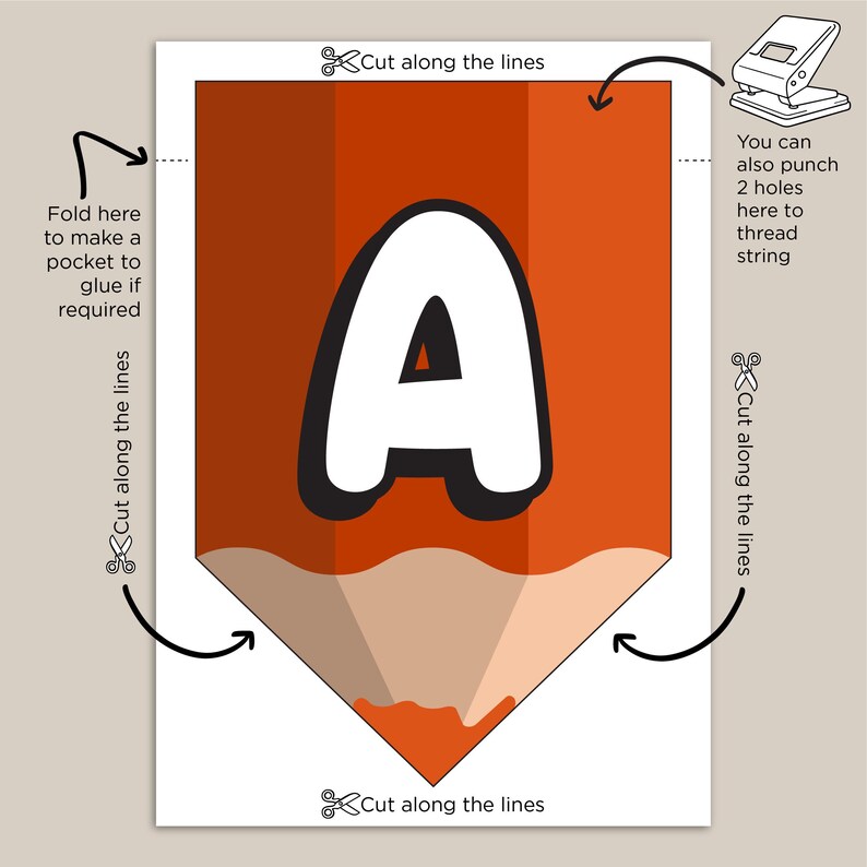Pencil Party Bunting, Printable Pencil Flags Party Decorations ...