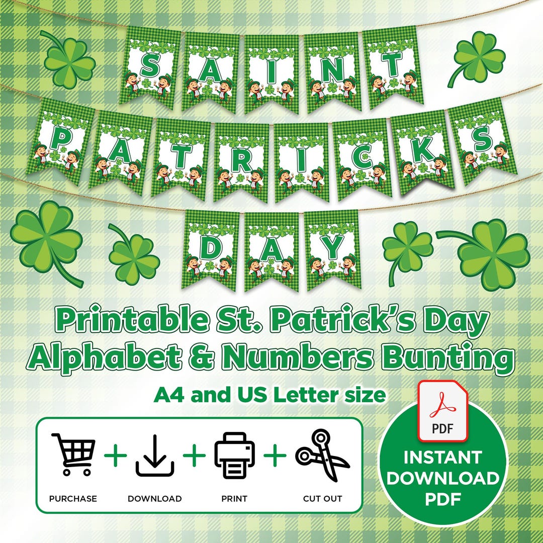St. Patrick's Day Bunting - Printable Banner Flags, Instant Digital ...