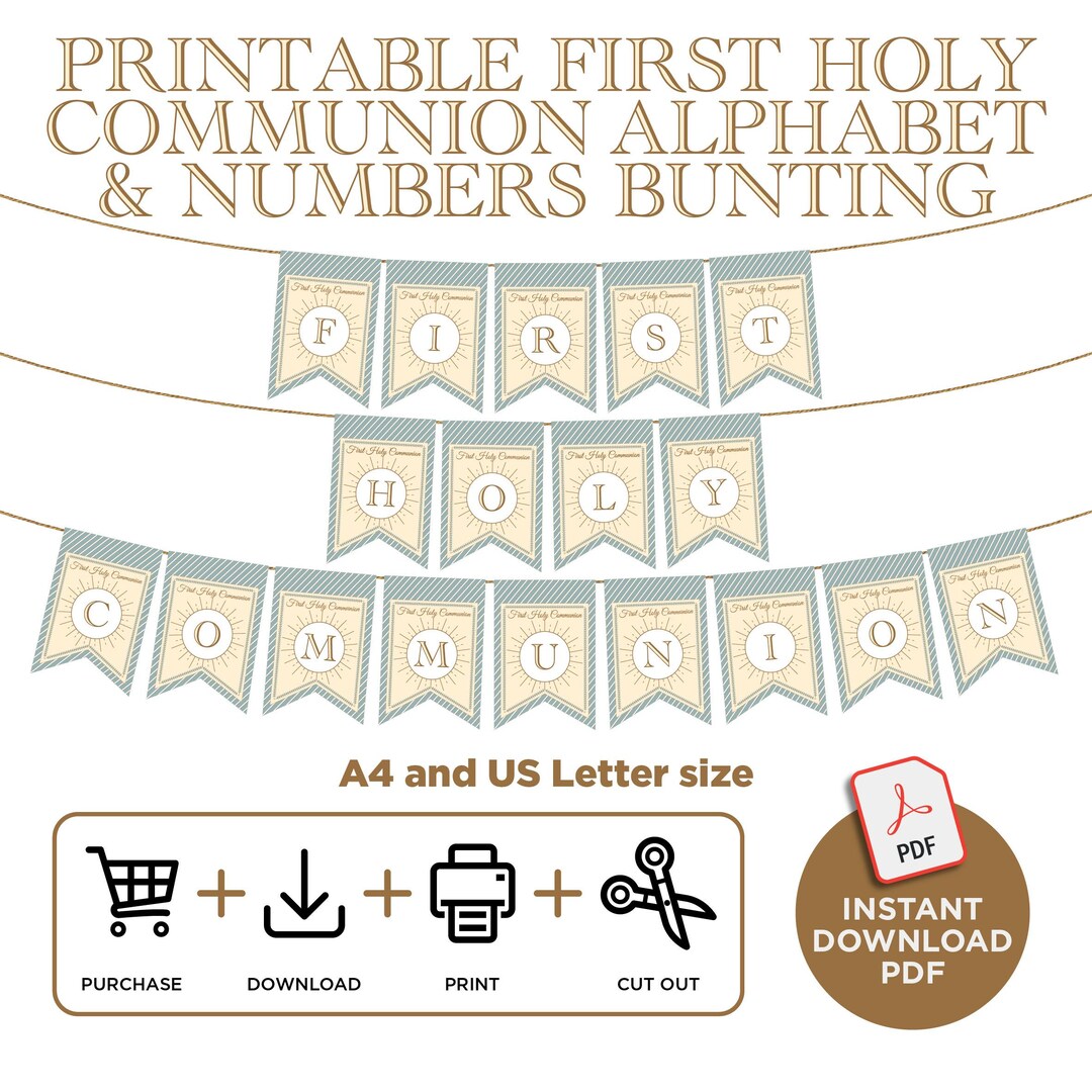 1st Holy Communion Bunting Printable Holy Communion Banner Flags ...