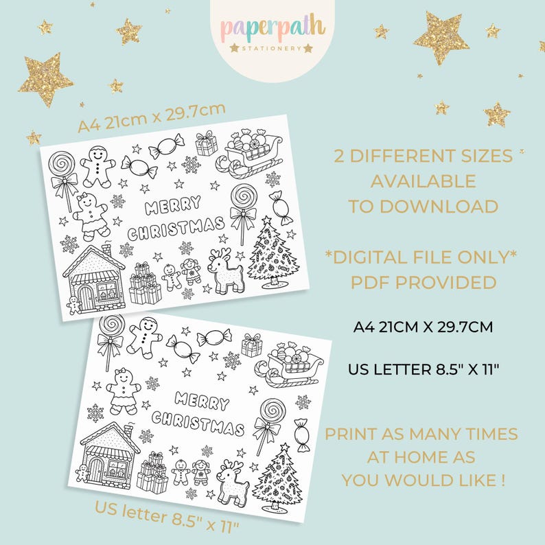 Printable Christmas Coloring Placemat for Kids – Gingerbread House ...
