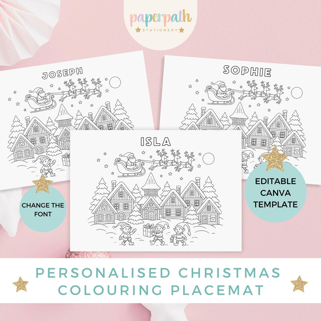 Personalized Santa Lapland Christmas Coloring Placemat for Kids ...