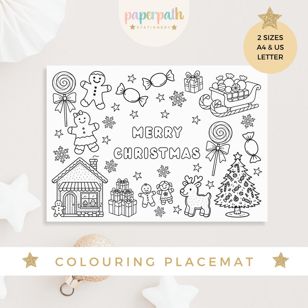 Printable Christmas Coloring Placemat for Kids – Gingerbread House ...