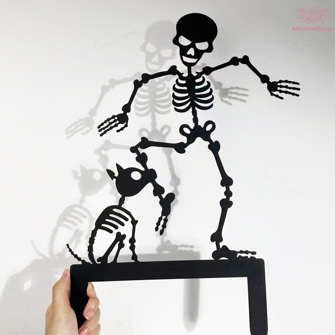 Skeleton Person Walking Skeleton Dog Metal Stake,halloween Skeleton ...