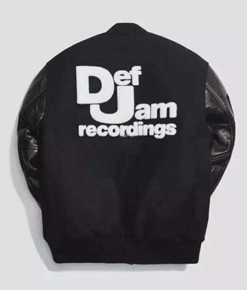 Def Jam Black Varsity Jacket, Wool & Leather Sleeves, Handmade Bomber ...