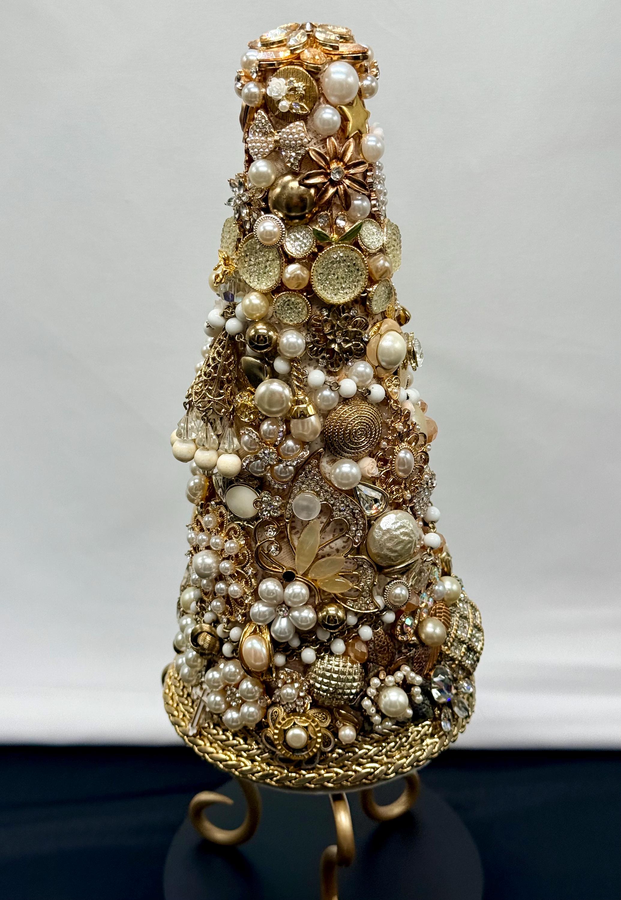 Handcrafted Jeweled Tree: Vintage Gold & Pearl Jewelry Decor - Etsy