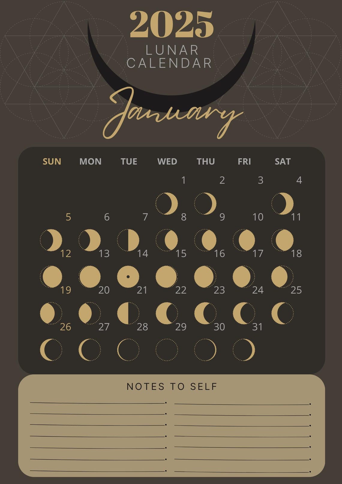 2025 Moon Calendar | Printable Lunar Planner PDF | Spiritual Calendar ...
