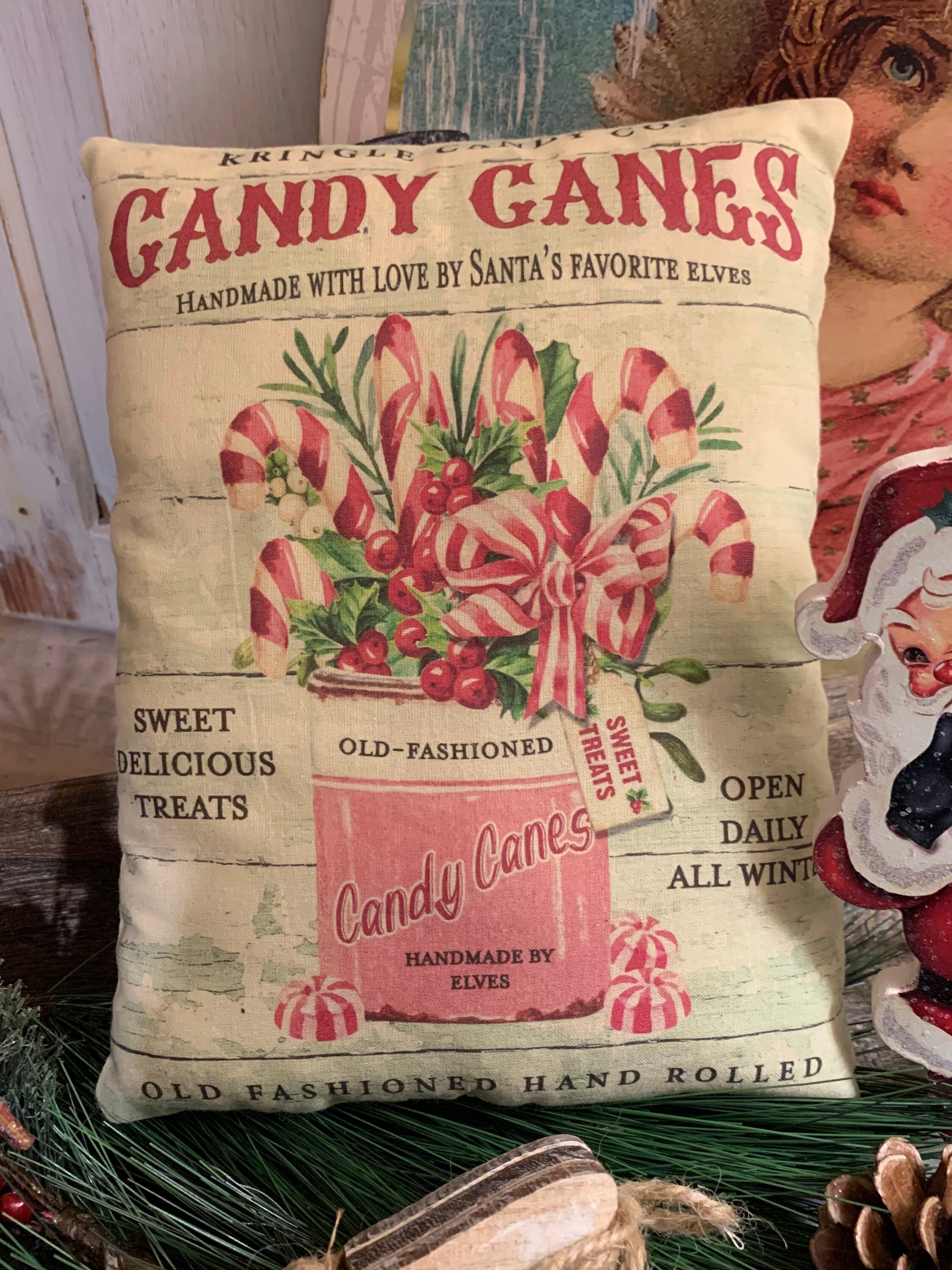 New~~ Vintage Krinkle Kandy Company Candy Canes Advertising Art Bowl ...