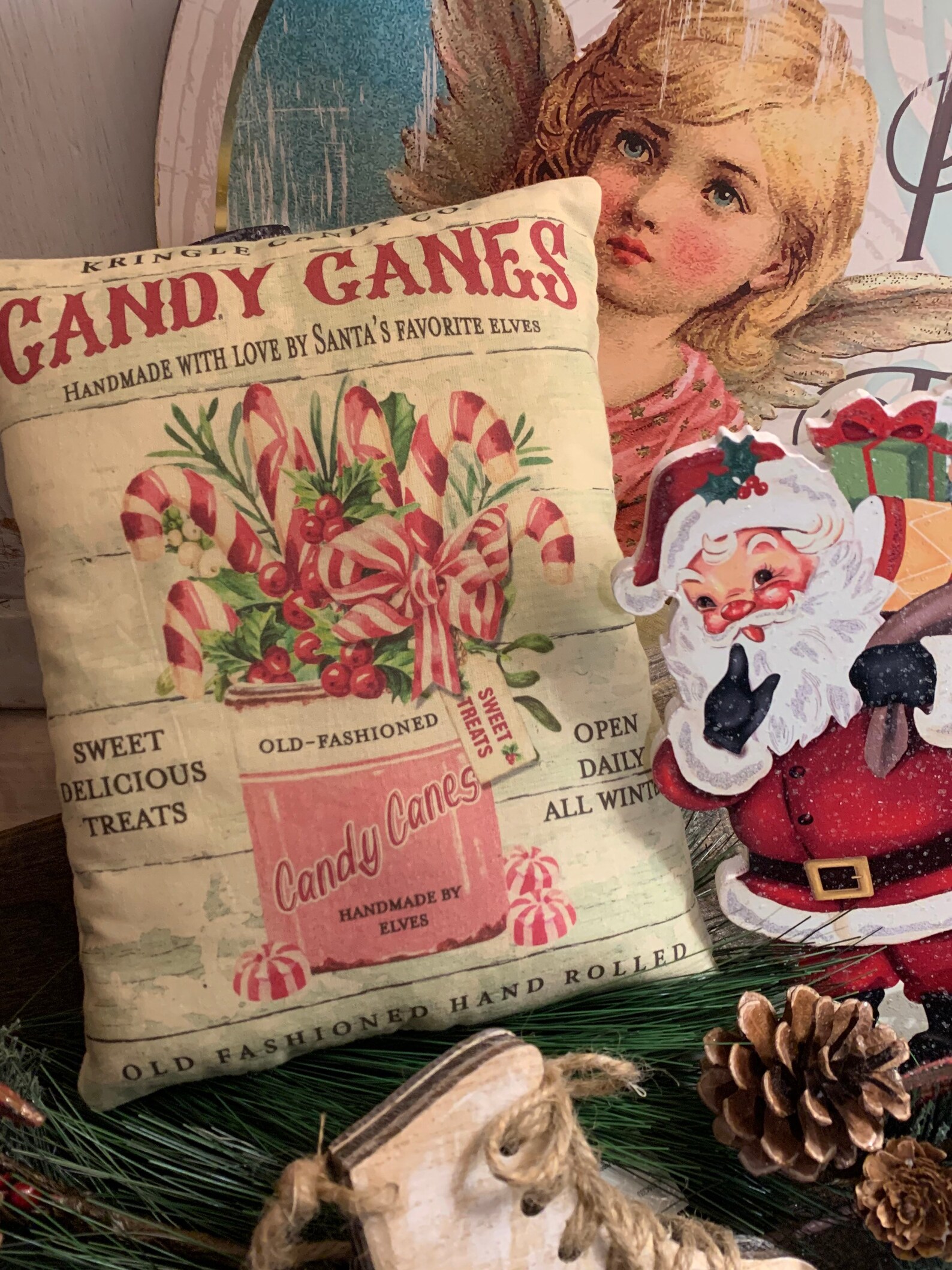 New~~ Vintage Krinkle Kandy Company Candy Canes Advertising Art Bowl ...