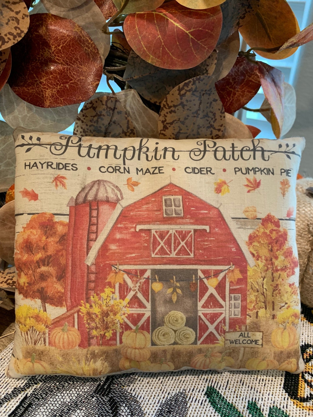New~~ Vintage Pumpkin Patch Apple Cider Filler Pillow (approx 6”x7 ...