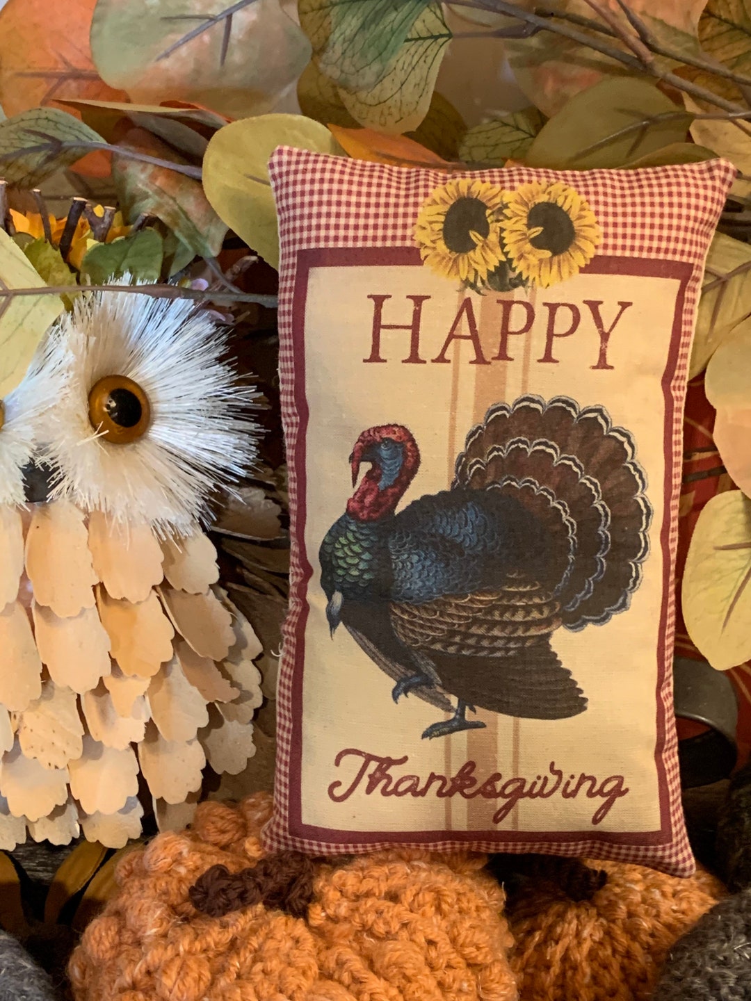 New~~ Primitive Vintage Autumn Fall Thanksgiving Harvest Art Print Bowl ...