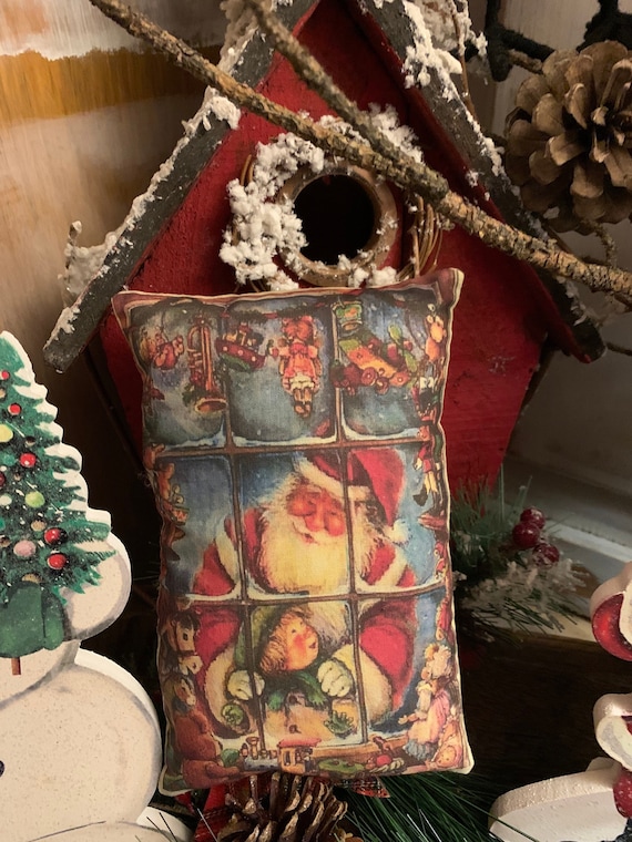 New Primitive Vintage Window Frame Christmas Santa | Etsy
