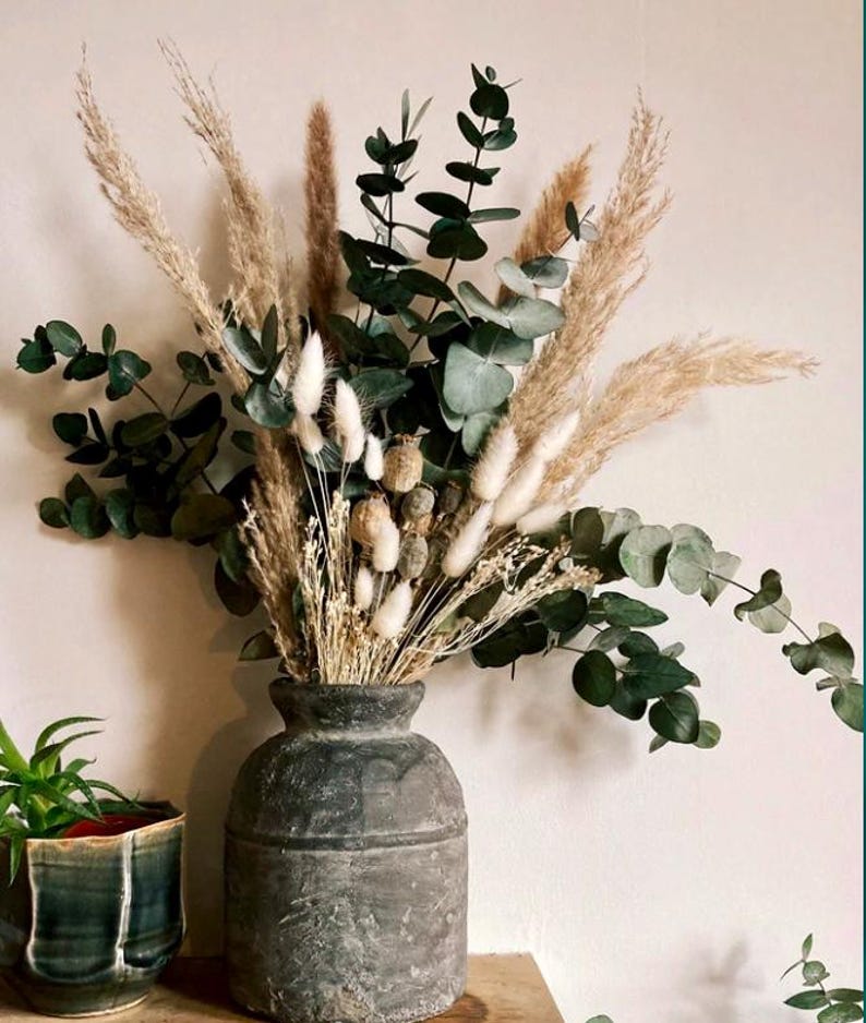 Natural Dried Pampas Grass Bouquet: Boho Wedding Decor, Eucalyptus ...