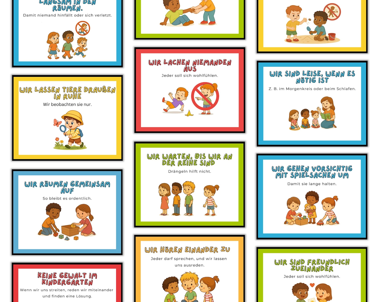 36 Digitale Regelkarten für Kindergarten | Regeln für Kinder ...