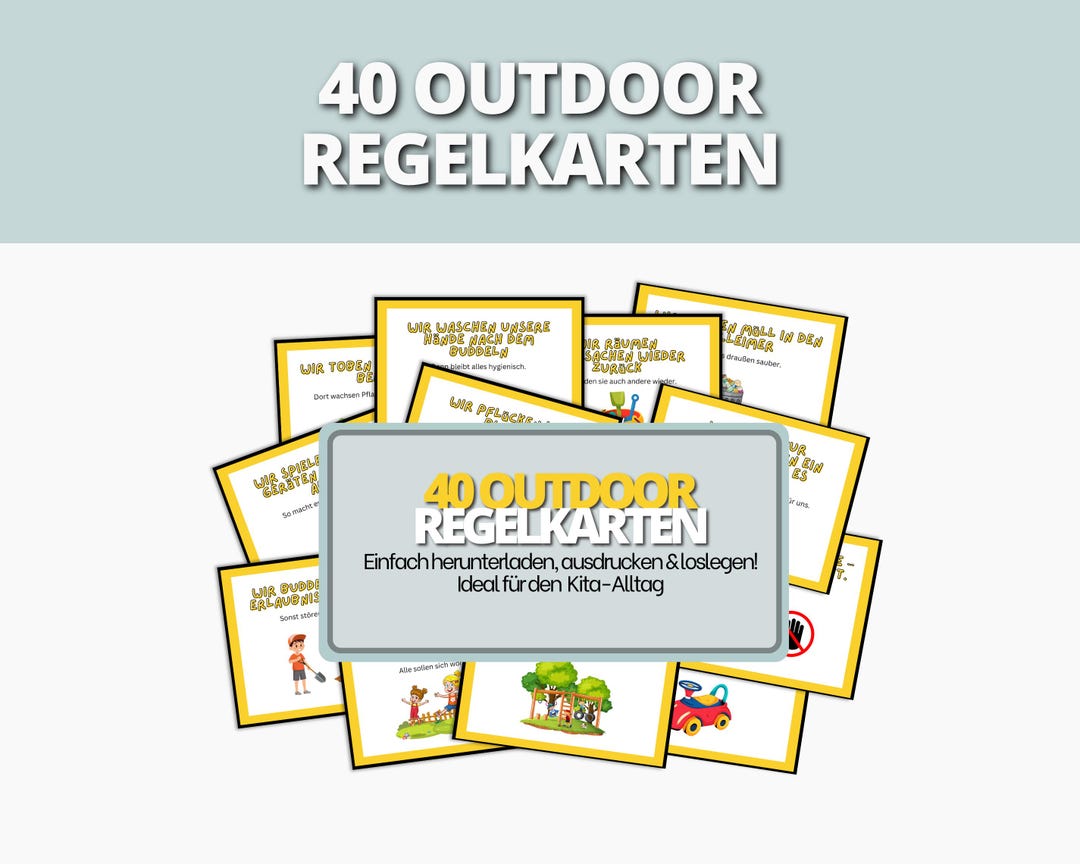 40 Outdoor Rule Cards for Kindergarten: Rules of Conduct for Outdoor ...