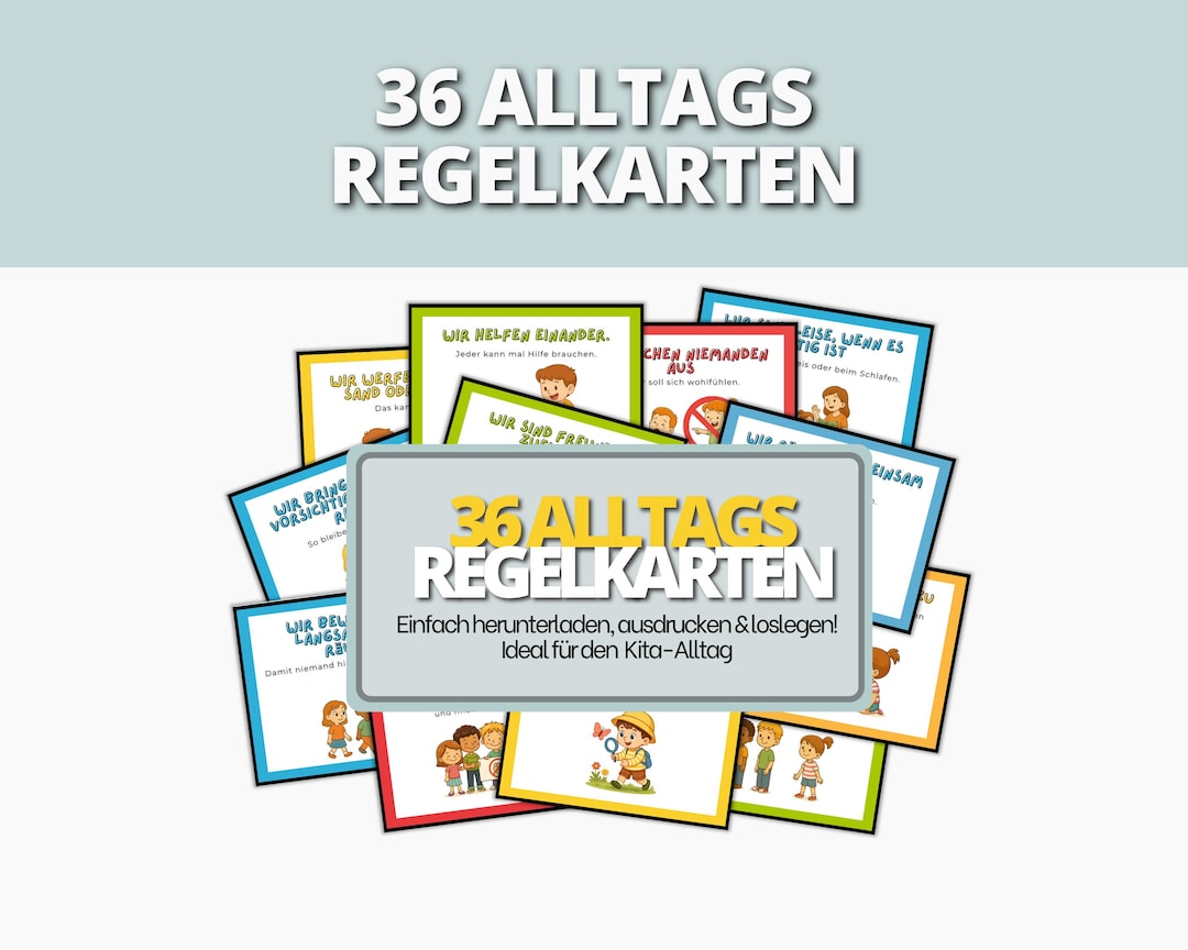 36 Digitale Regelkarten für Kindergarten | Regeln für Kinder ...