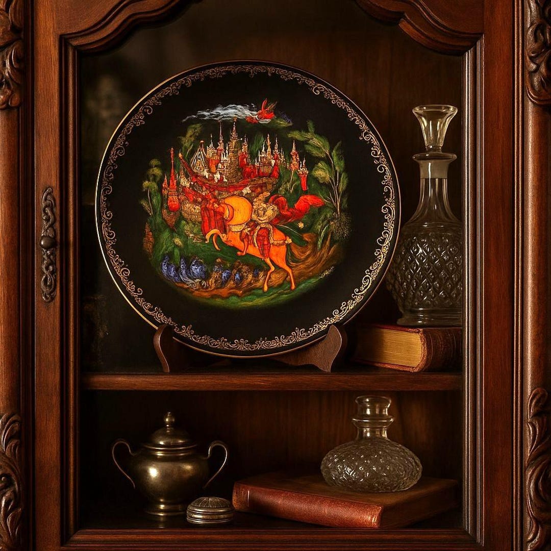 Vintage 1988 Palekh Russian Plate Ruslan & Ludmila Fairy Tale Art USSR ...