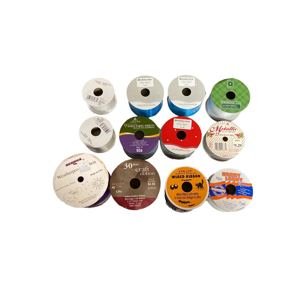 Lot of 12 Assorted Ribbon Spools – Craft, Wired, Metallic, Holiday ...