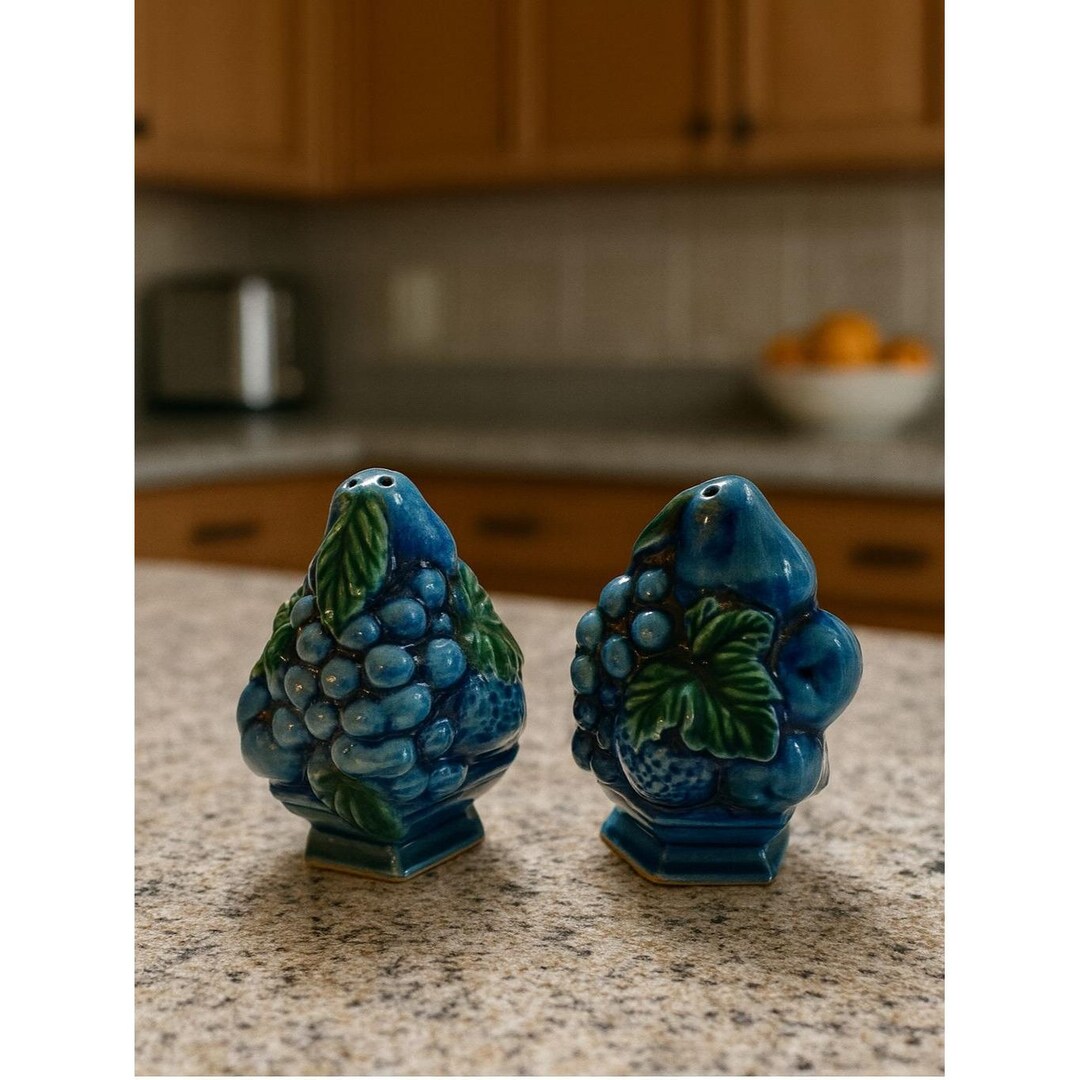 Vintage Inarco Japan E-2371 Mood Indigo Blue Salt & Pepper Set Ceramic ...