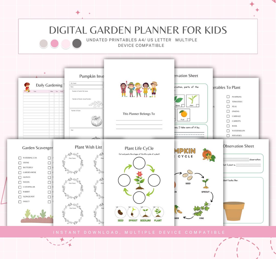 Garden Planner for Kids, Printable Gardening Journal, Plant Care ...