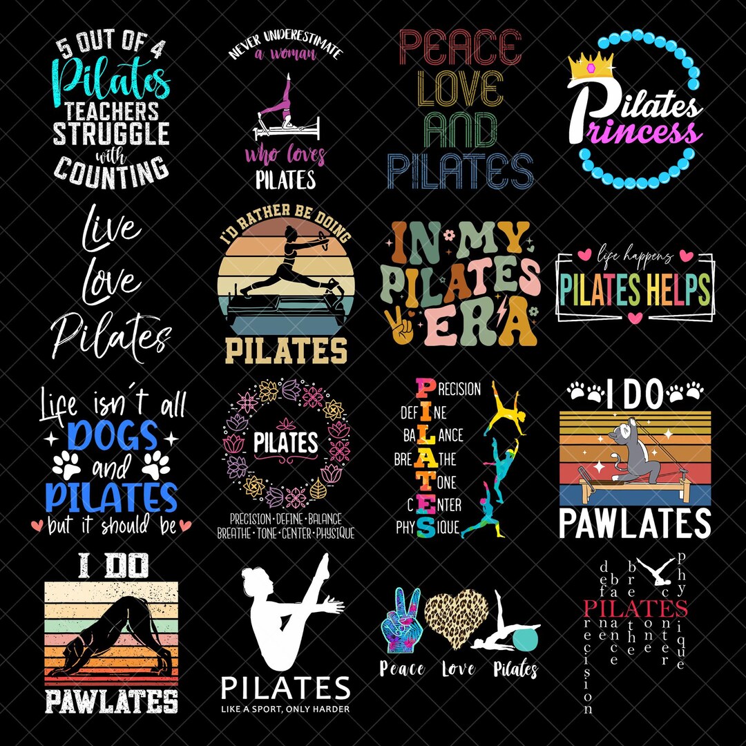 Pilates PNG Bundle | Funny Pilates Instructor Sublimation | Retro ...