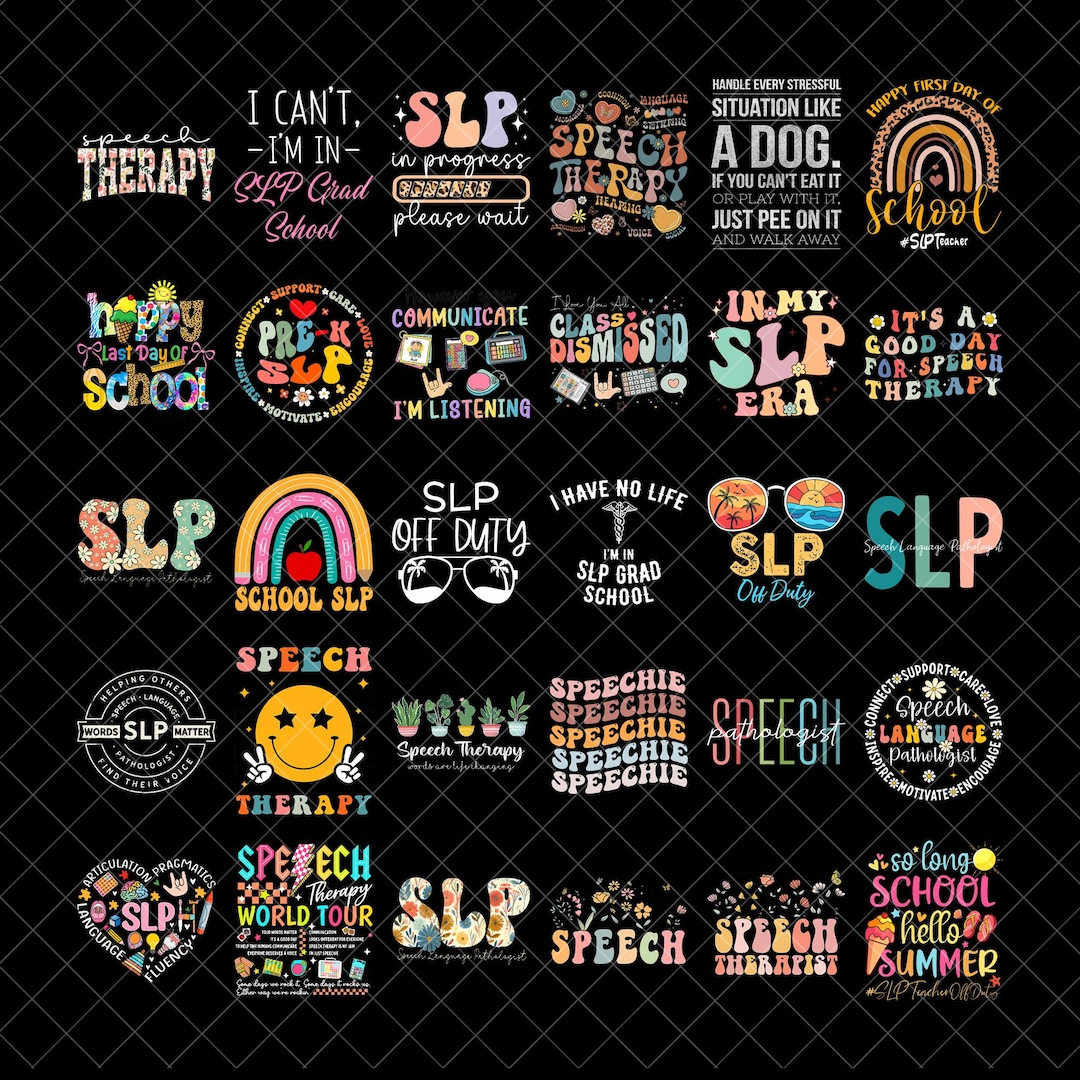 School SLP Sublimation Design Bundle, Speech Therapy Png Svg Clipart ...