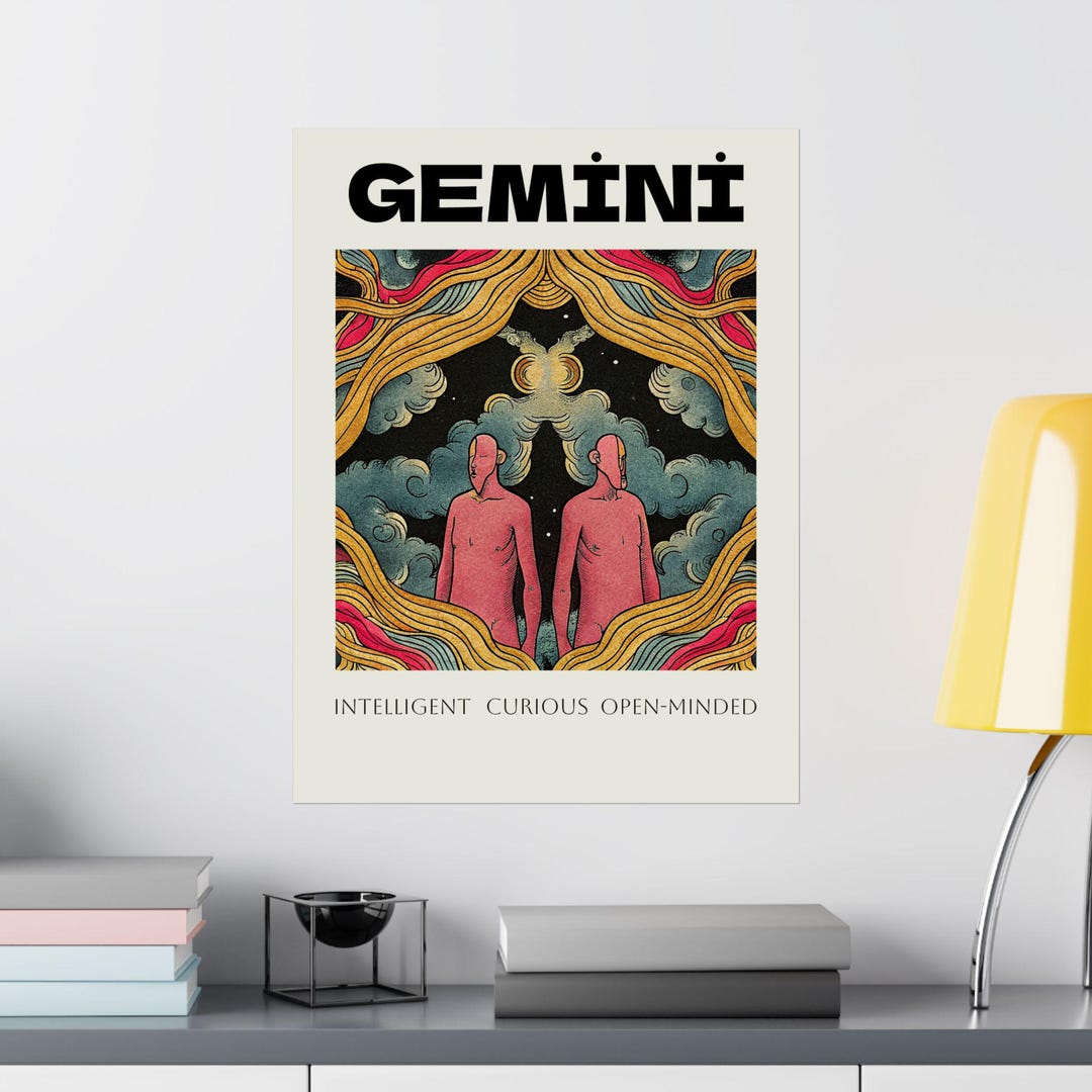 Gemini Poster, Astrology Poster, Surreal Desing, Zodiac Posters, Home ...