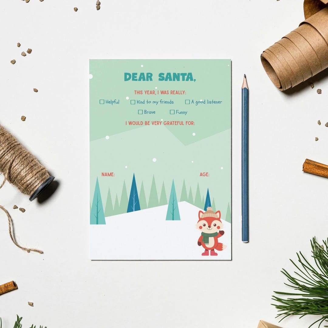 Printable Santa Letter | Fox | the Winter Fox (blank) - Etsy