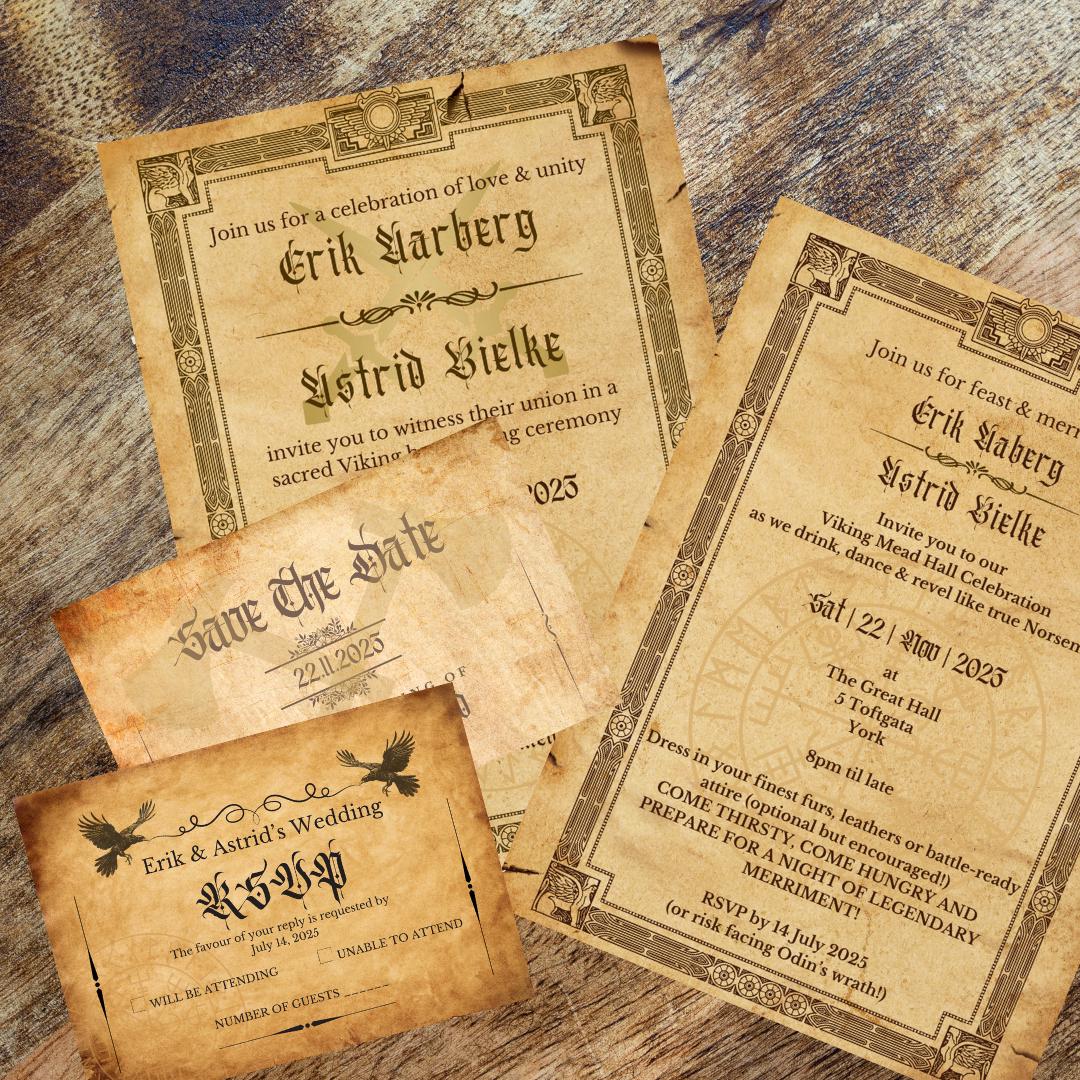 Viking Themed Wedding Invitation Bundle | Save the Date | RSVP ...
